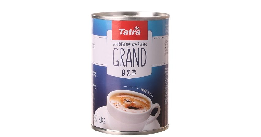 Tatra Grand Mlieko do kávy 410g., zahustené nesladené mlieko, ko ...